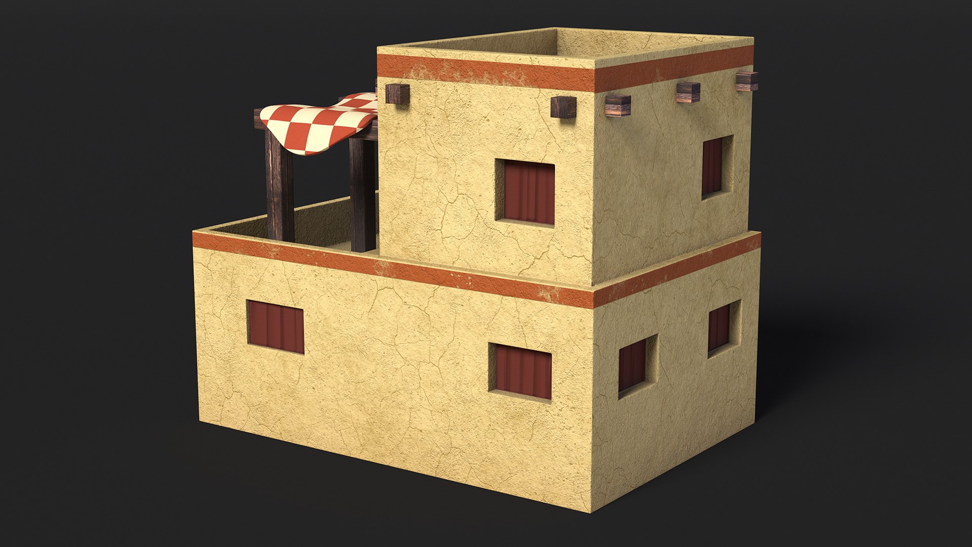 Realistic Arabian House Building With Terrace Model - TurboSquid 2202467