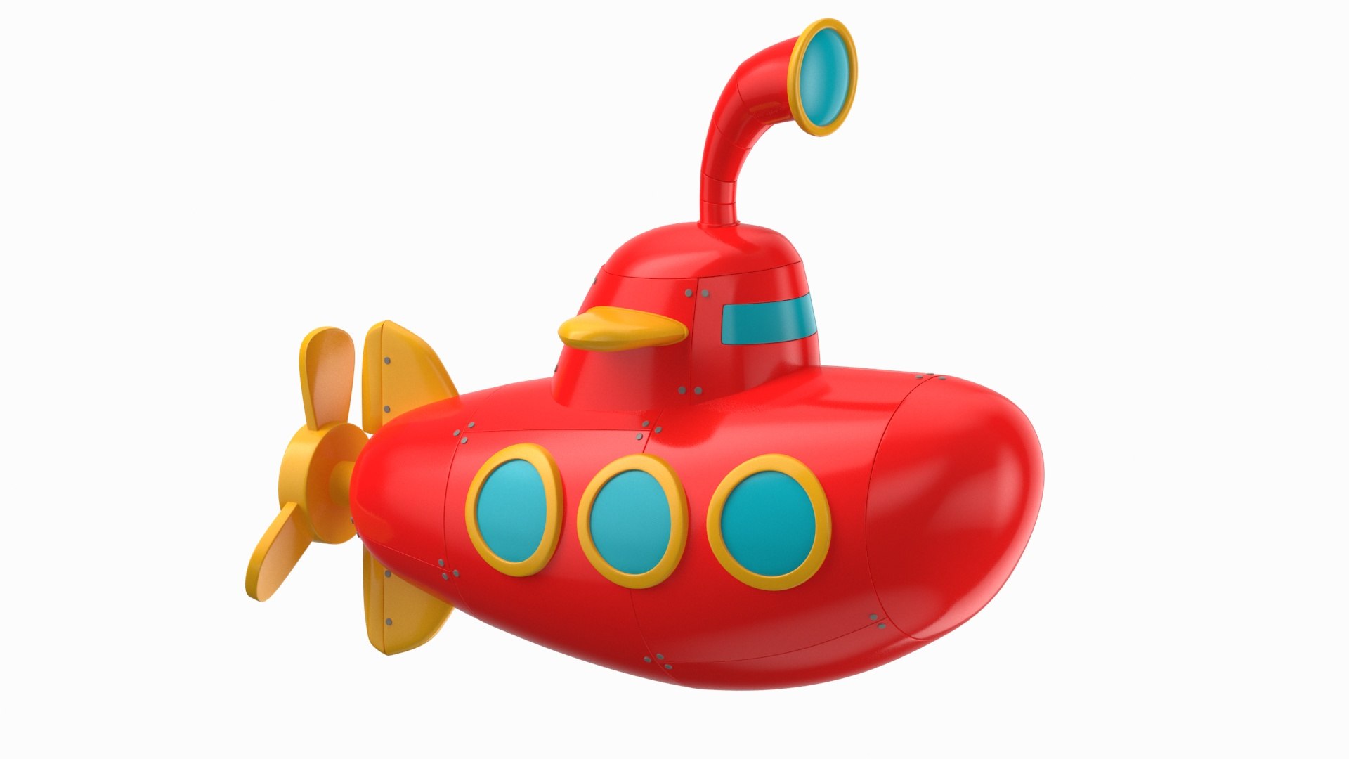 3D Cartoon Submarine Red Model - TurboSquid 2283818
