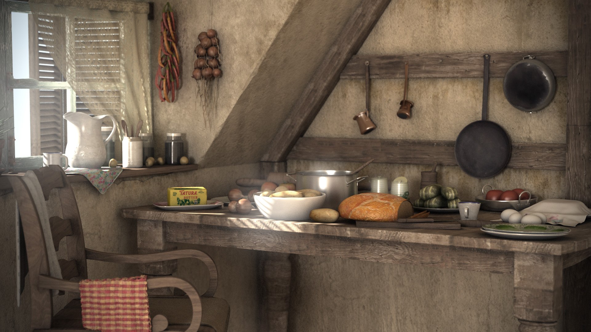 Village Kitchen 3D Model - TurboSquid 1335221