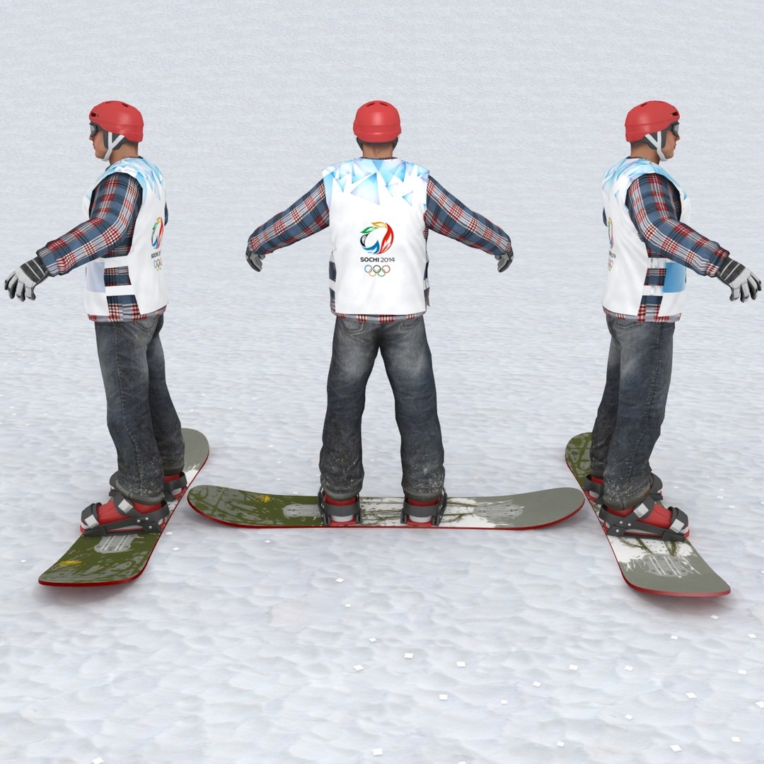Snowboard Man 3d Model