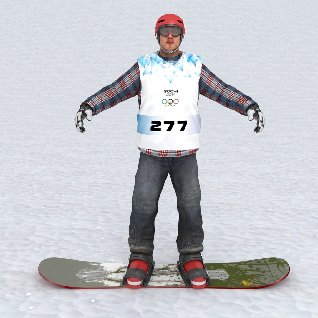 Snowboard Man 3d Model