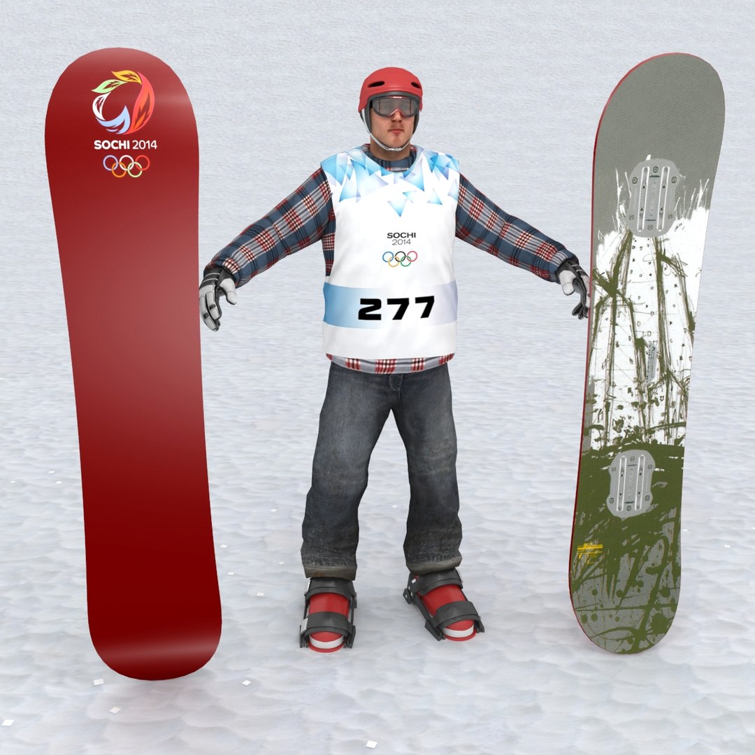 Snowboard Man 3d Model