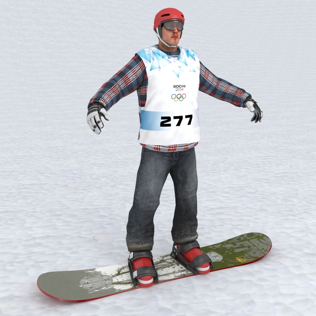 Snowboard Man 3d Model