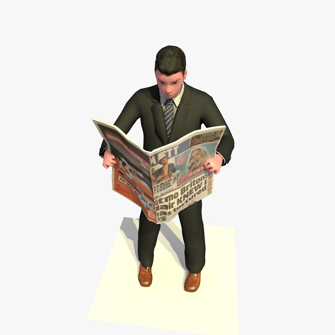 3d Model Business Man Standing Reading