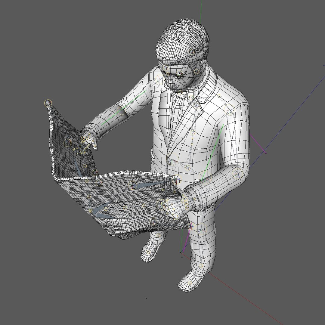 3d Model Business Man Standing Reading