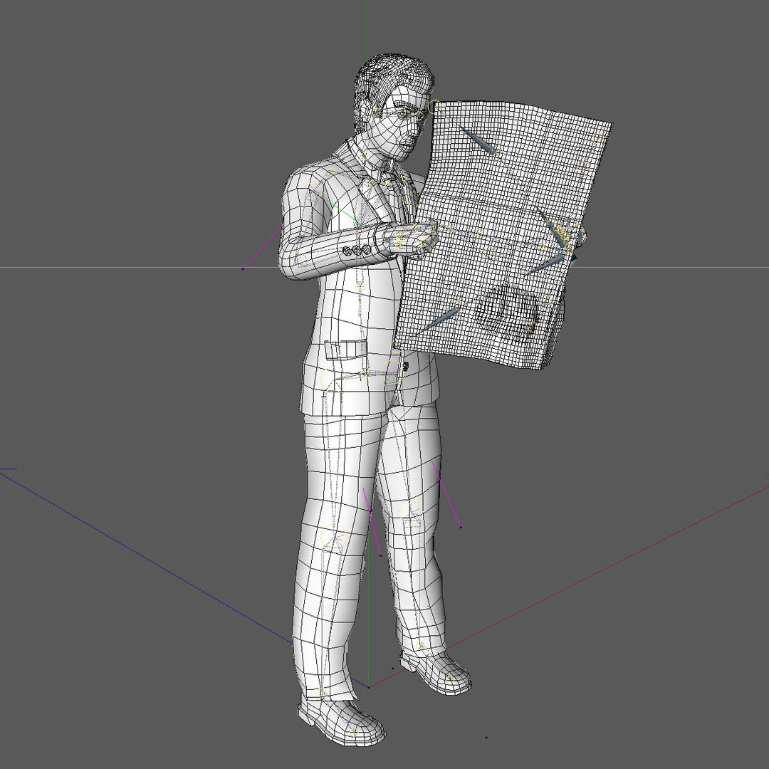 3d Model Business Man Standing Reading
