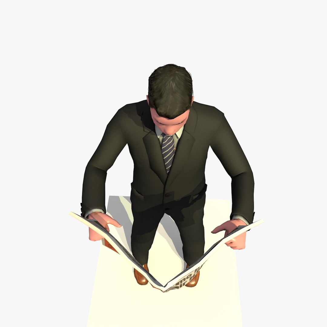3d Model Business Man Standing Reading