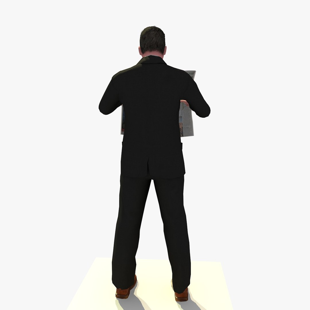 3d Model Business Man Standing Reading