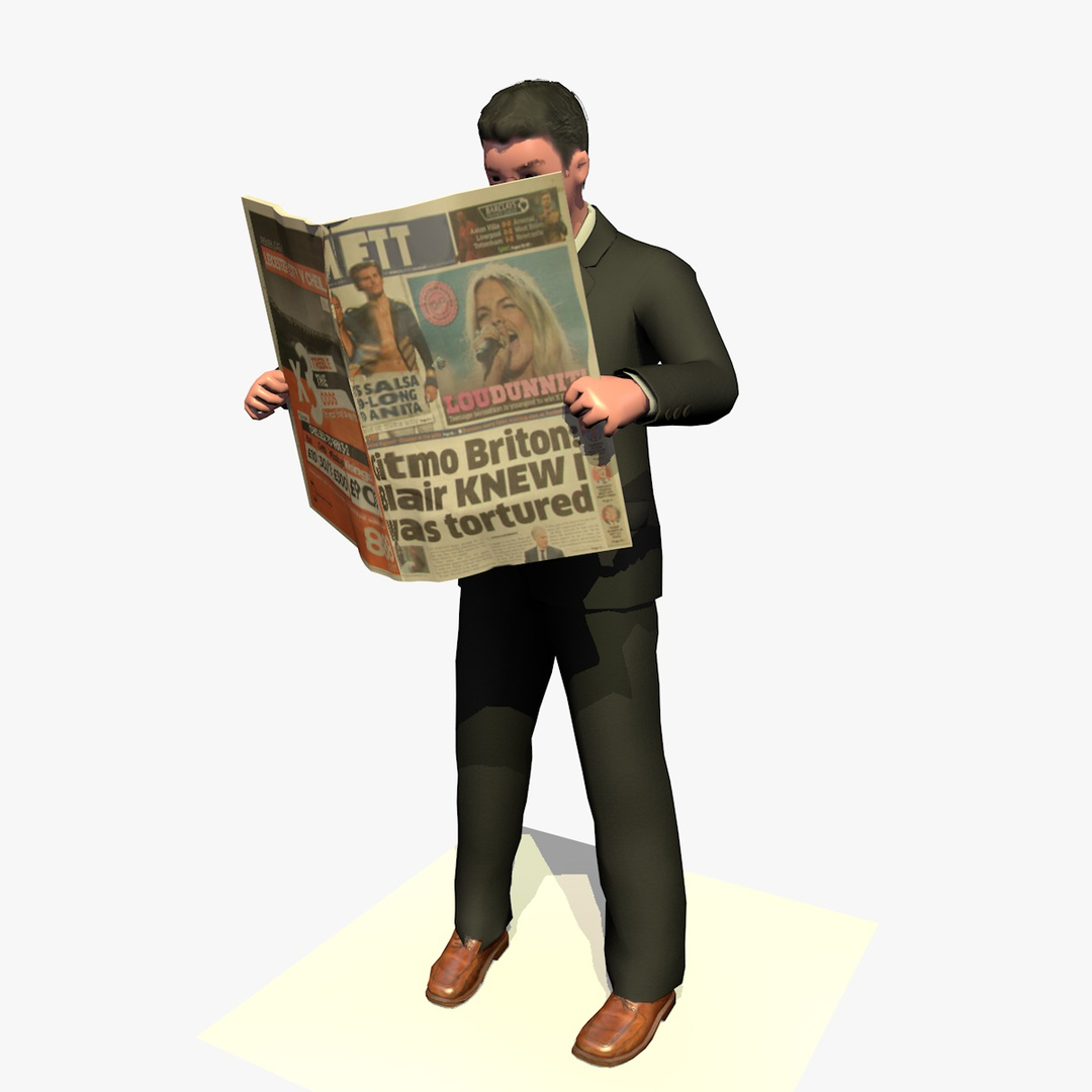 3d Model Business Man Standing Reading