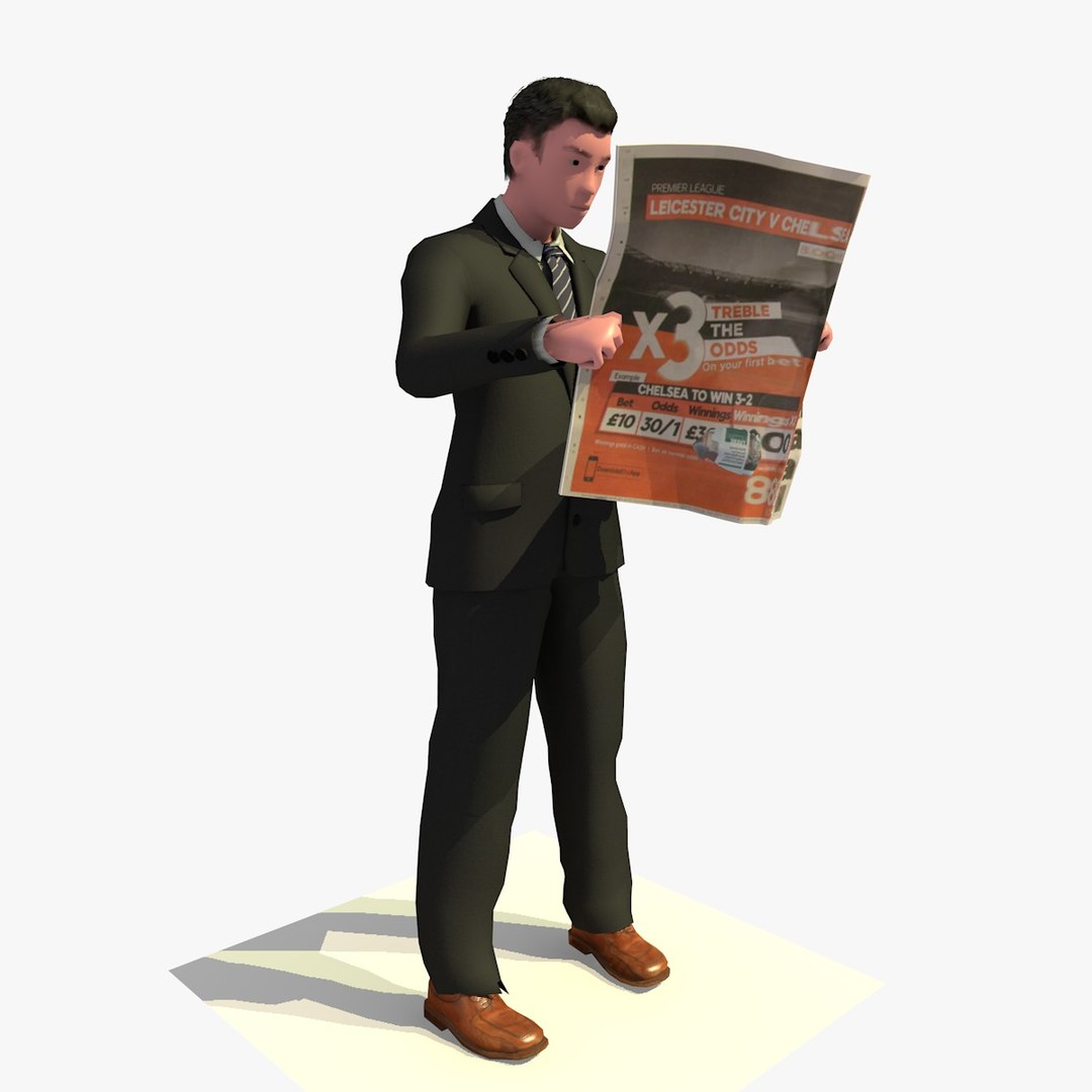 3d Model Business Man Standing Reading