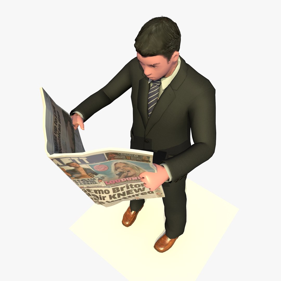 3d Model Business Man Standing Reading