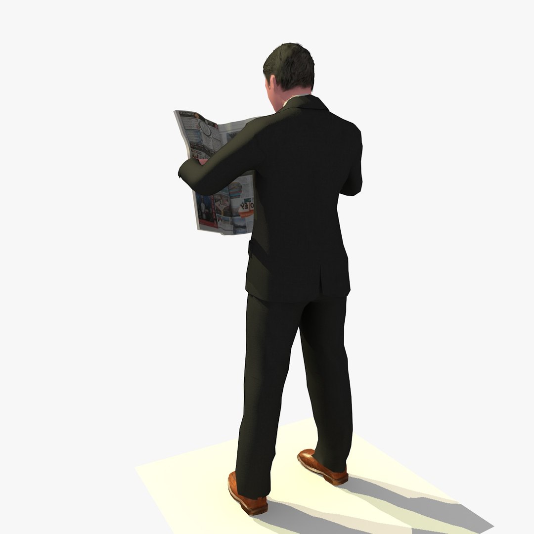 3d Model Business Man Standing Reading