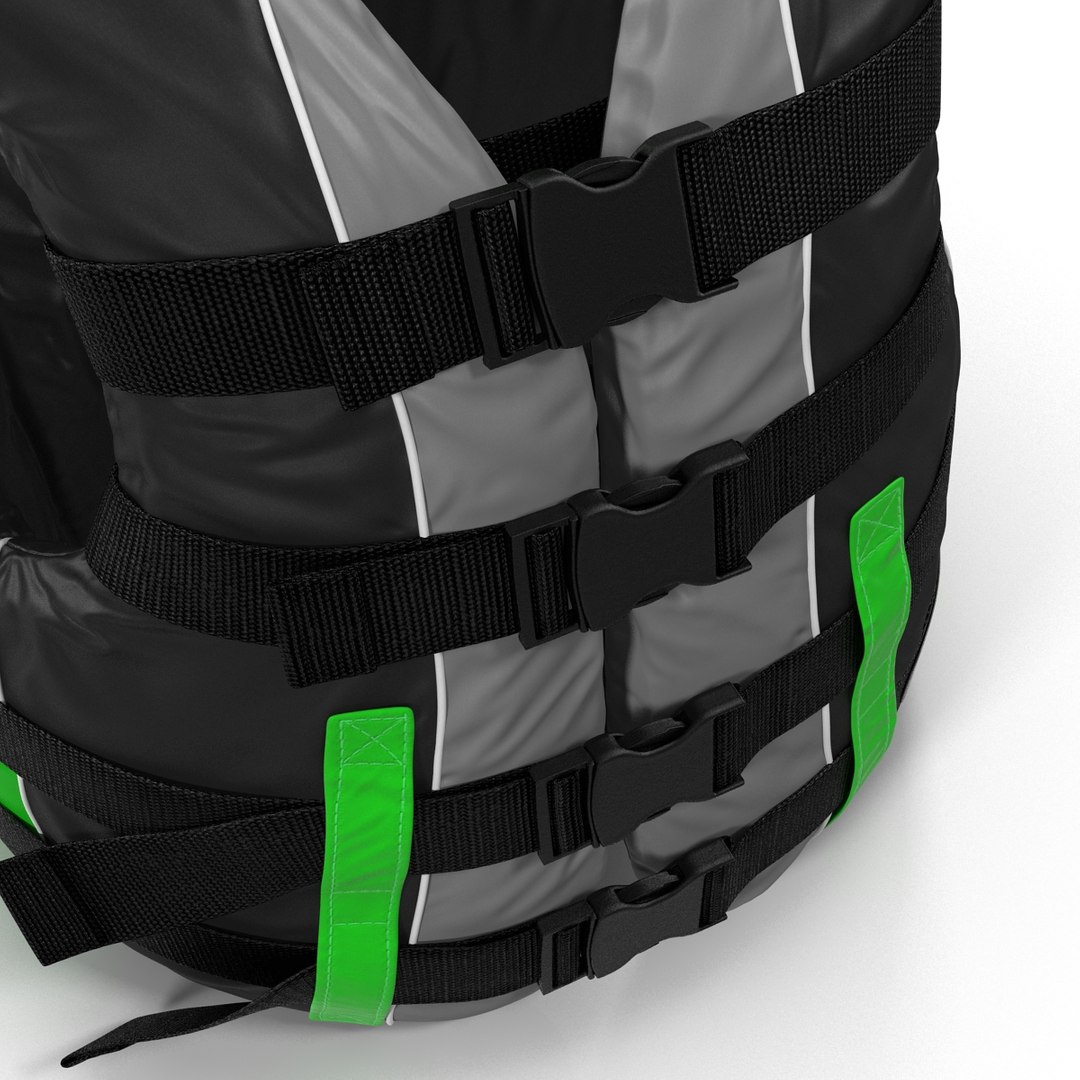 3d Life Vest Green Model
