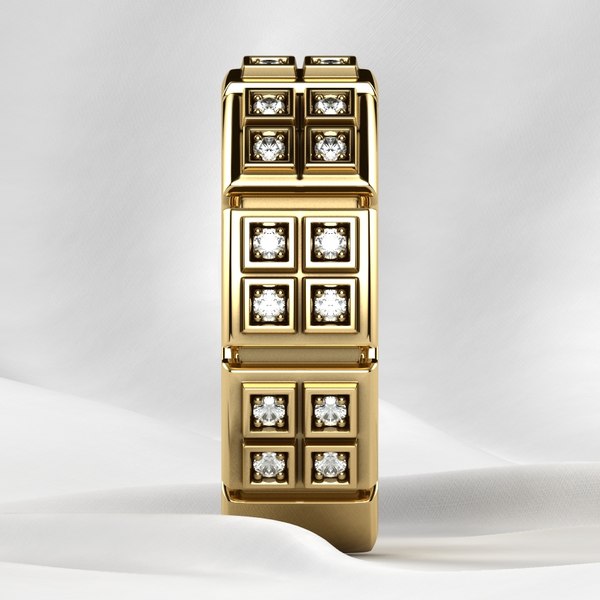 3D Quad Shapes Gold Ring - TurboSquid 1805464