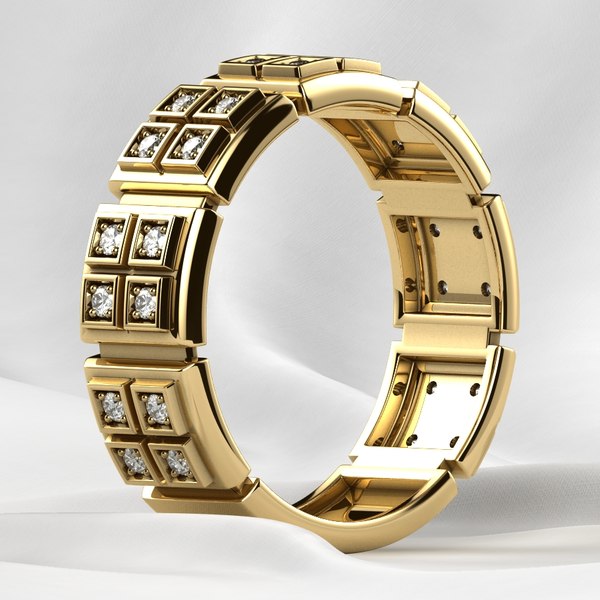 3D Quad Shapes Gold Ring - TurboSquid 1805464