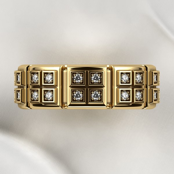 3D Quad Shapes Gold Ring - TurboSquid 1805464