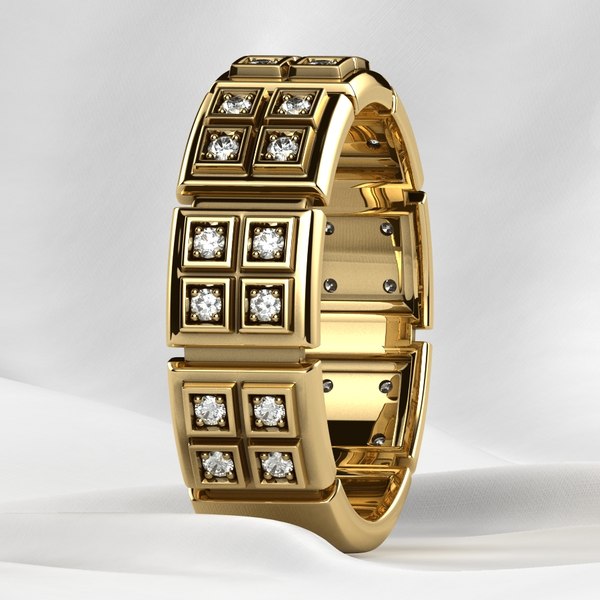 3D Quad Shapes Gold Ring - TurboSquid 1805464