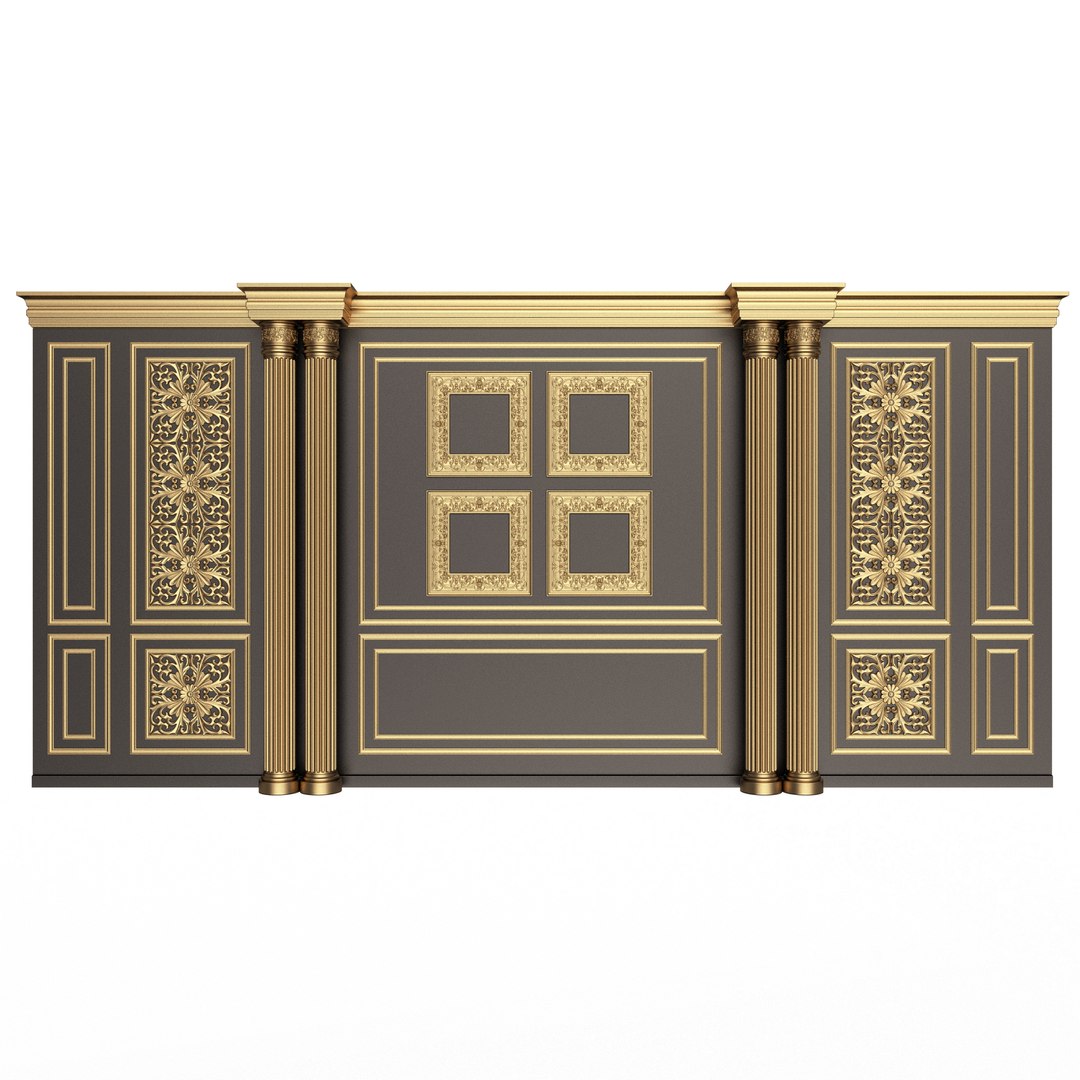 3D Boiserie Classic Wall With Mouldings 014 Black Model - TurboSquid ...