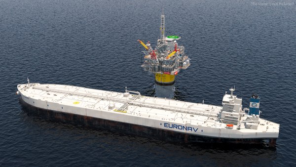 modelo 3d Plataforma petrolera offshore con buque cisterna TI Europe ...