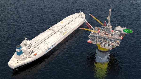 modelo 3d Plataforma petrolera offshore con buque cisterna TI Europe ...