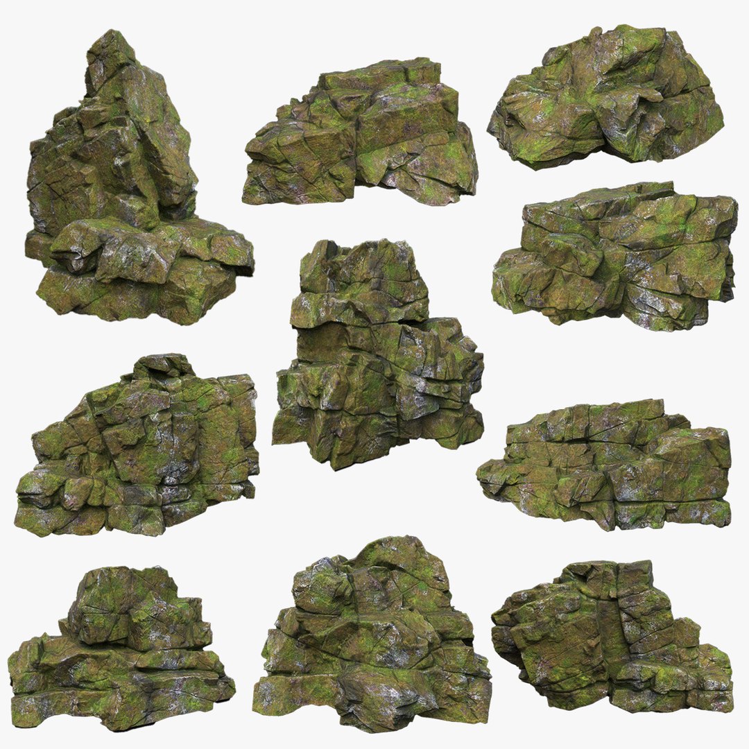 10 Low Poly PBR Cracked Mossy Rock 3D Model - TurboSquid 2164034