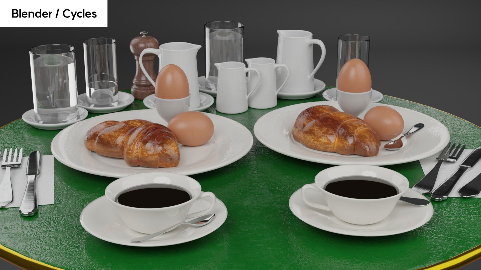 French Cafe Breakfast Table Set 3D Model - TurboSquid 2331687