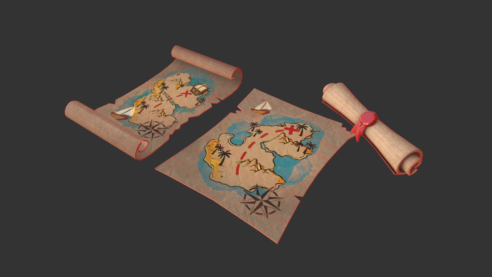 Treasure Map 3D Model - TurboSquid 1717335