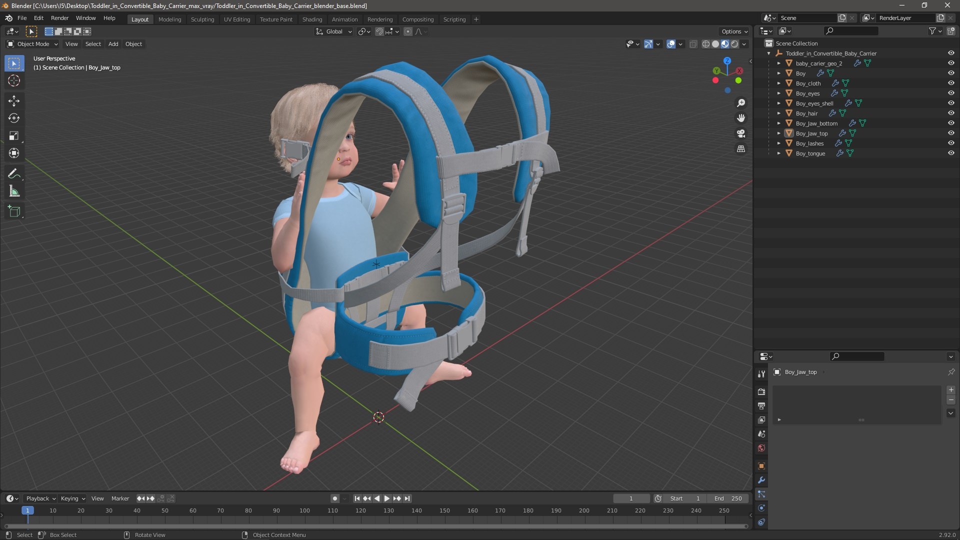 Toddler In Convertible Baby Carrier 3D - TurboSquid 2273695