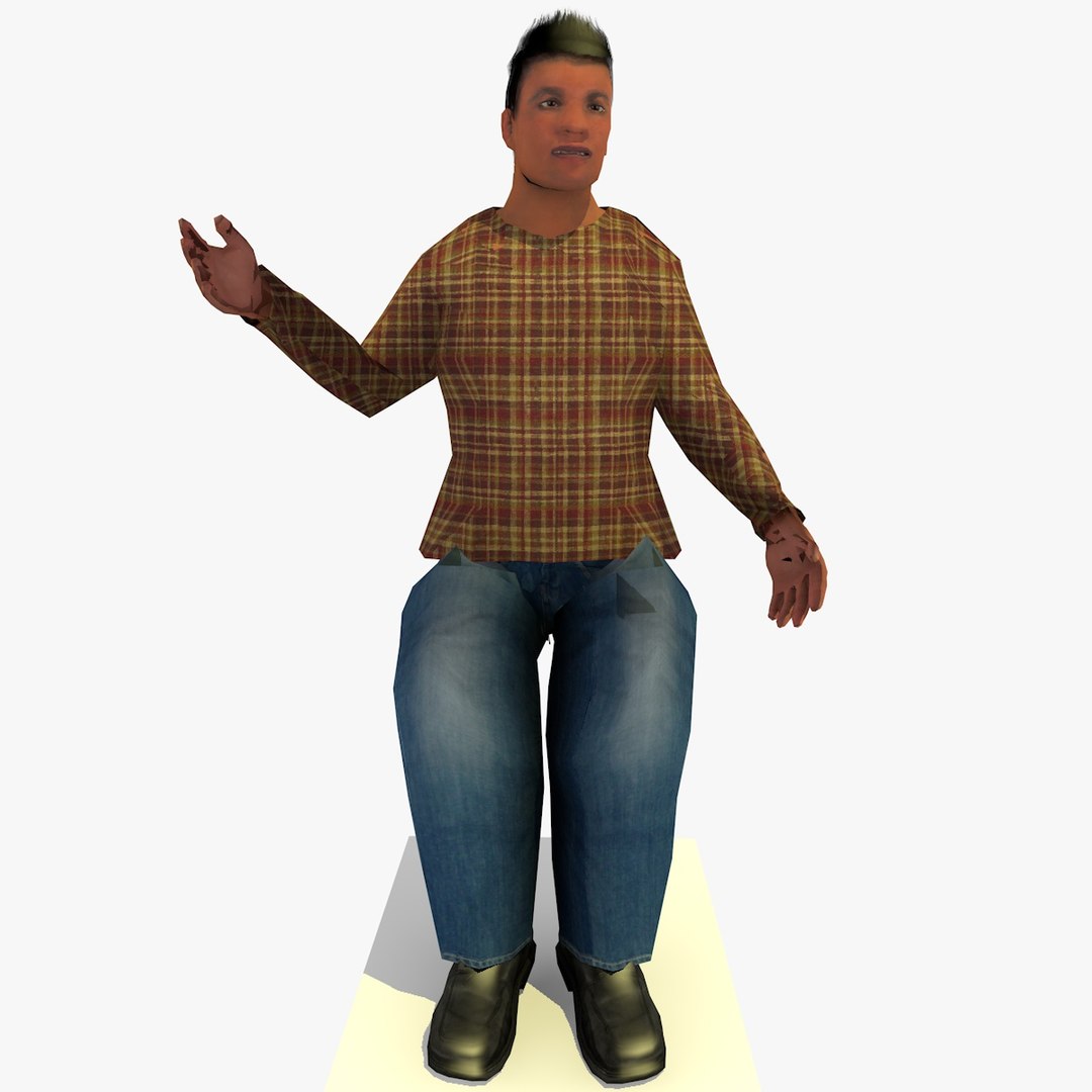 3d Model Realistically Seated African Male