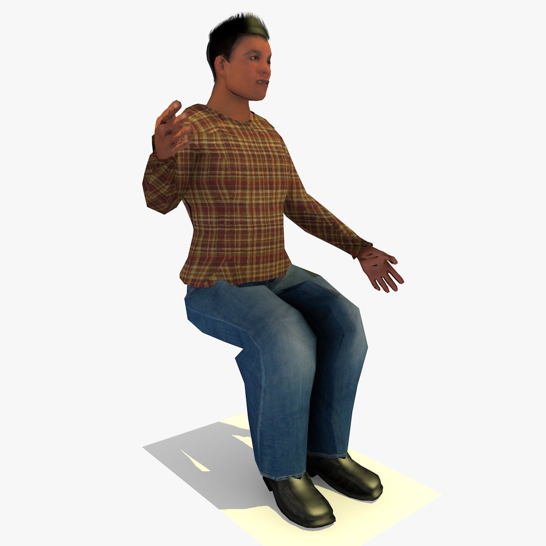 3d Model Realistically Seated African Male