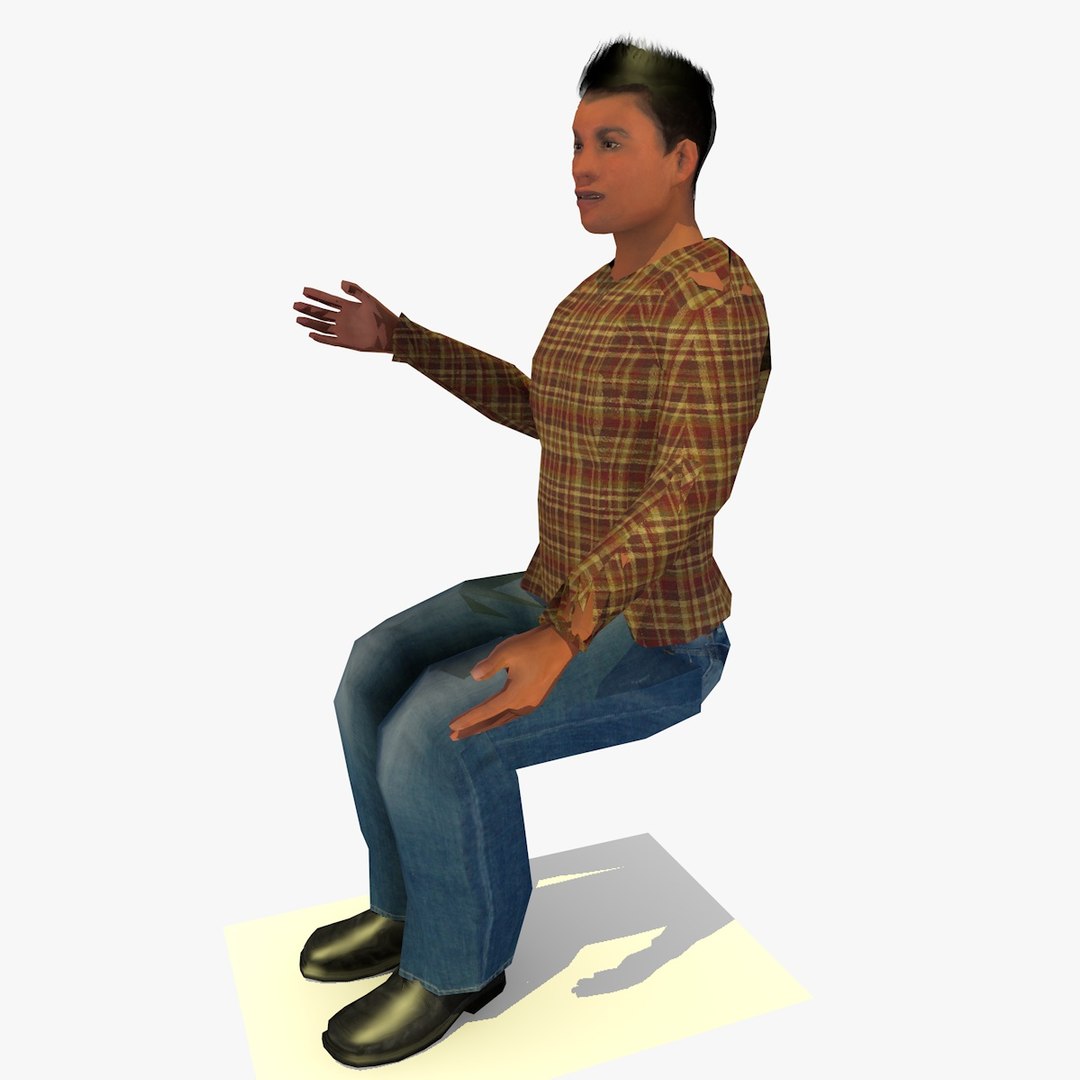 3d Model Realistically Seated African Male