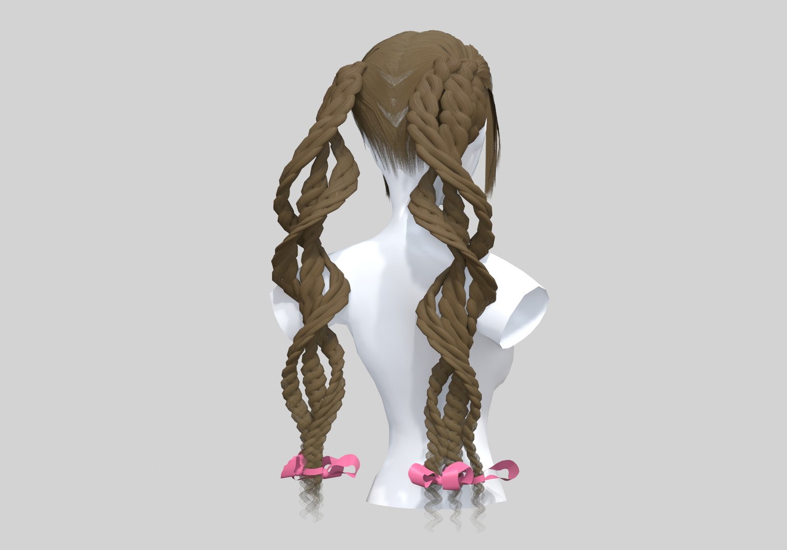 3D Braids Ribbon Hair Model - TurboSquid 1943341