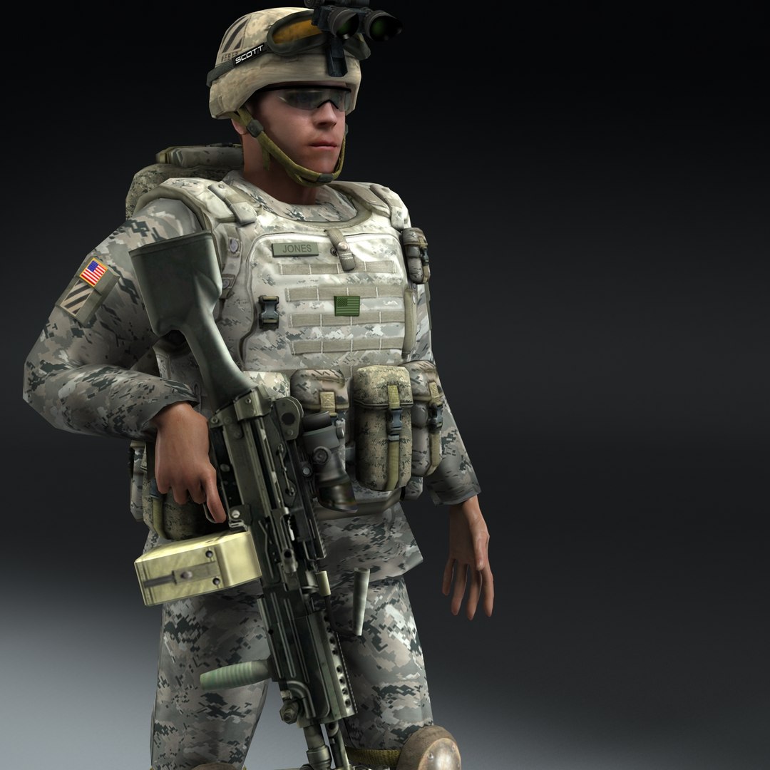 army rigged 3d model