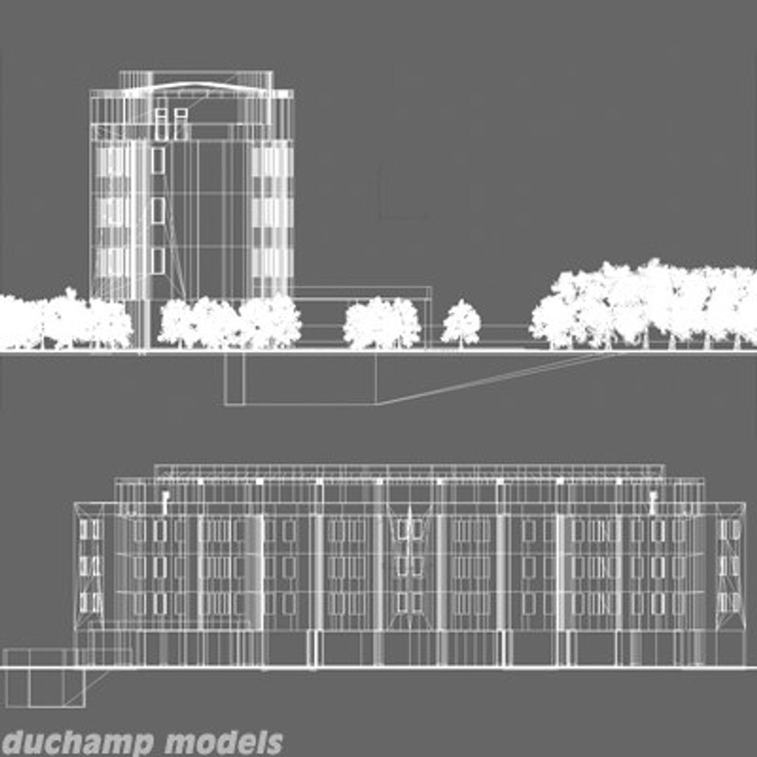 Exterior Office Building Parking 3d Model