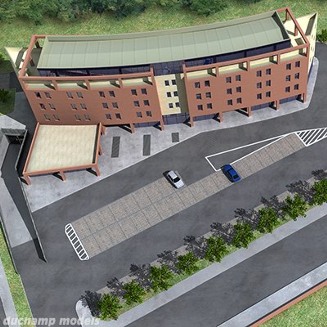 Exterior Office Building Parking 3d Model