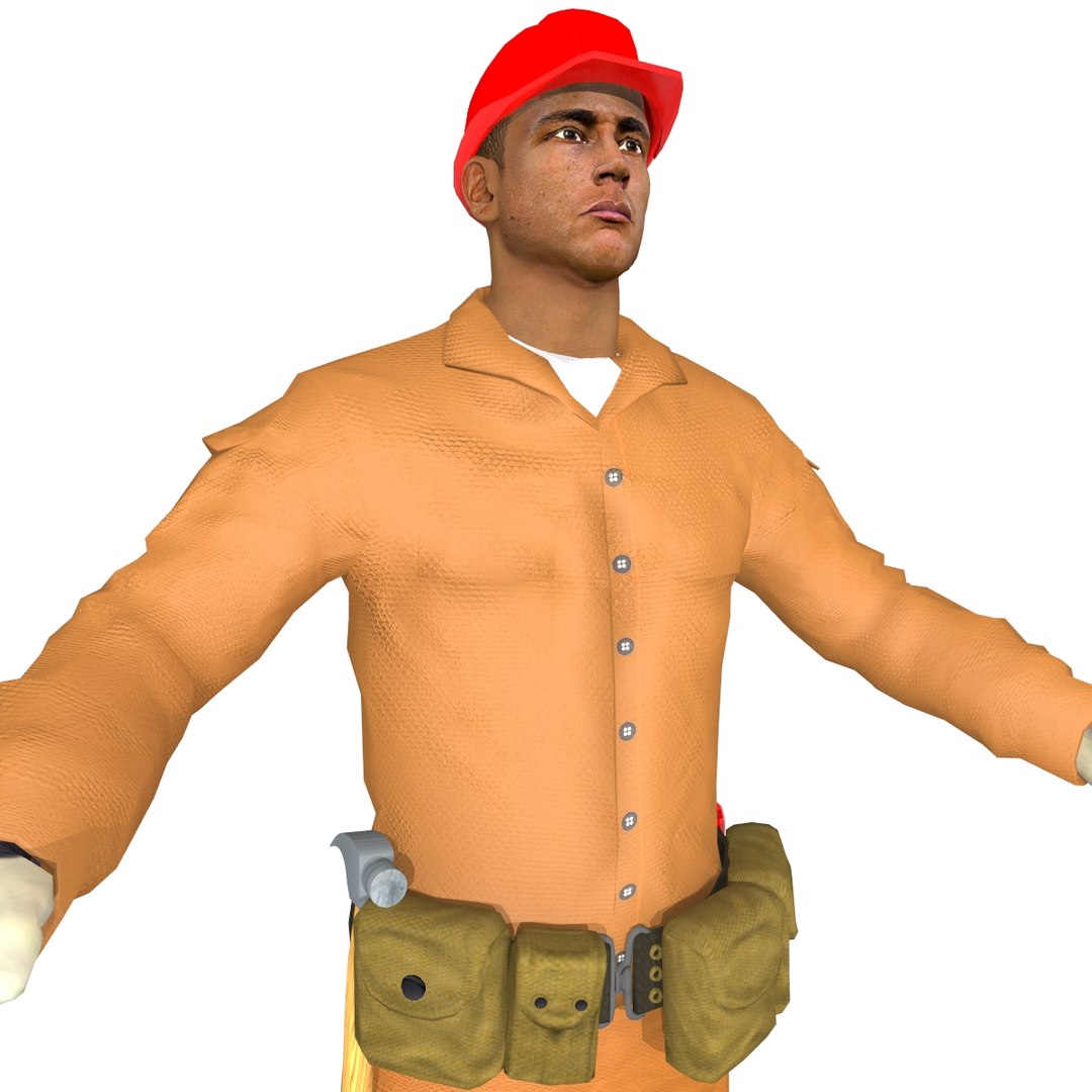 3d construction worker man model