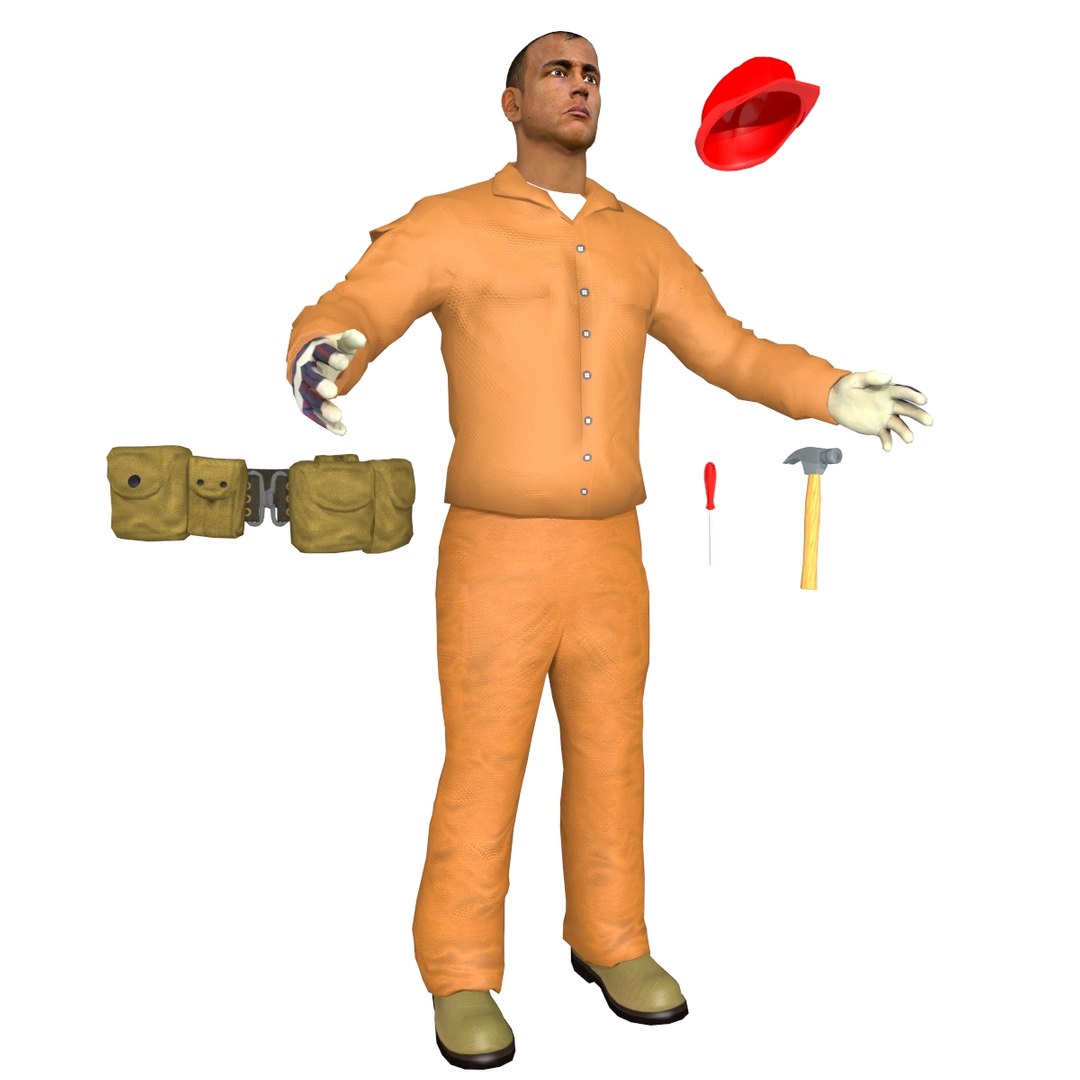 3d construction worker man model