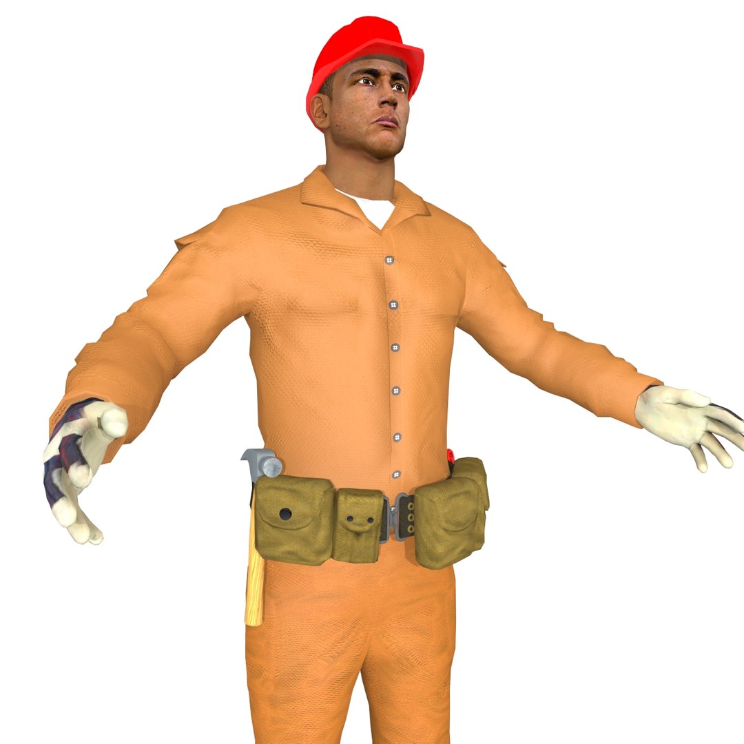 3d construction worker man model