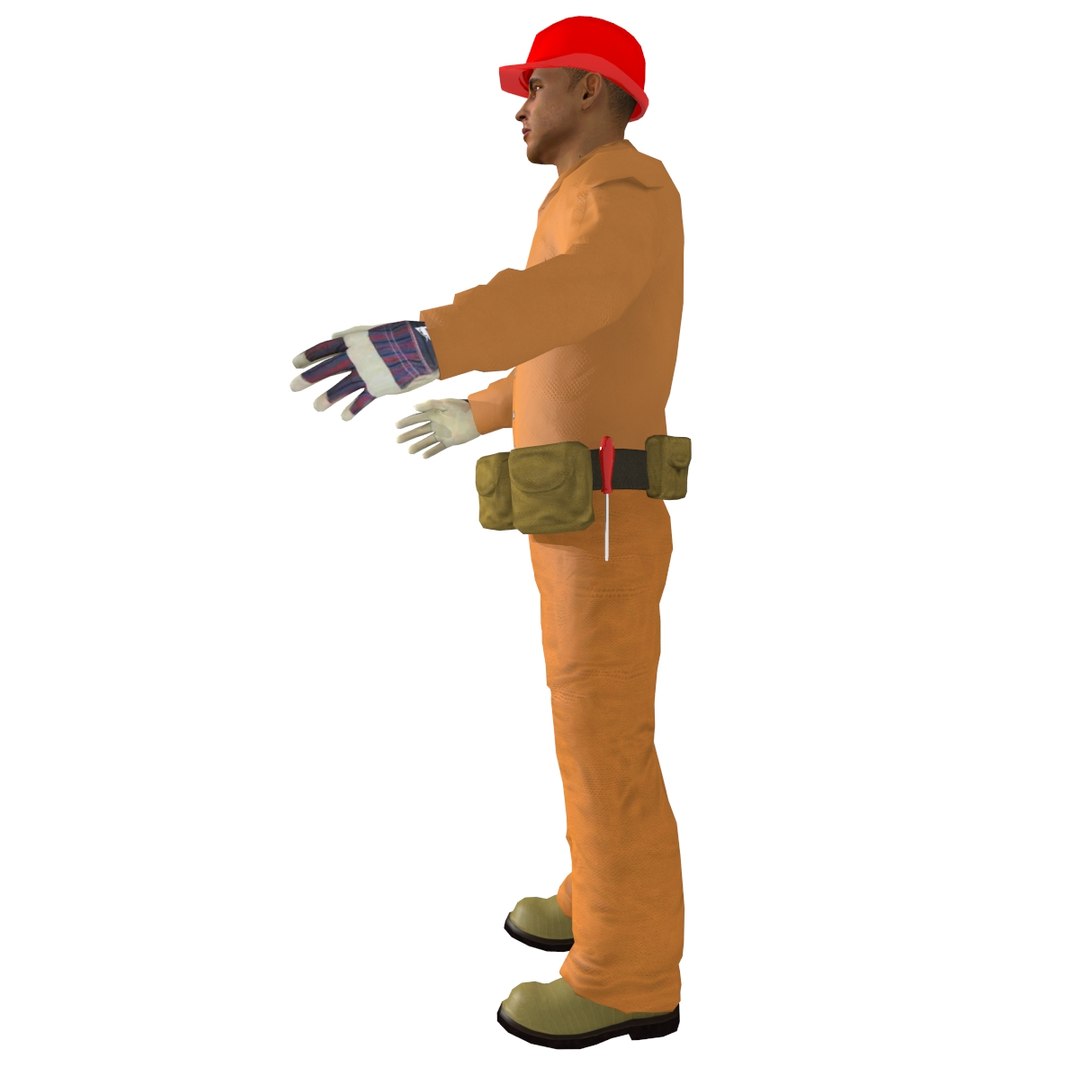 3d construction worker man model