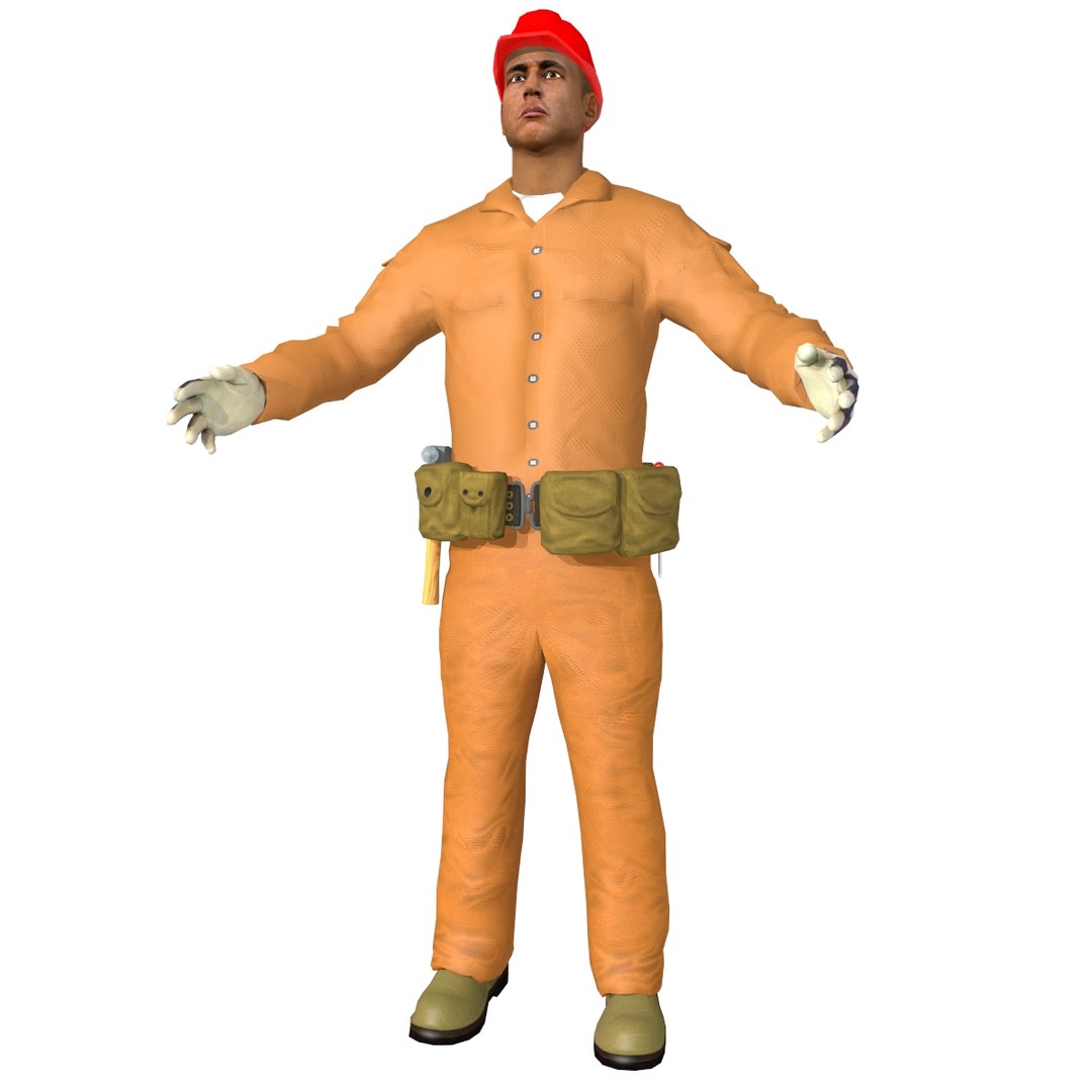 3d construction worker man model