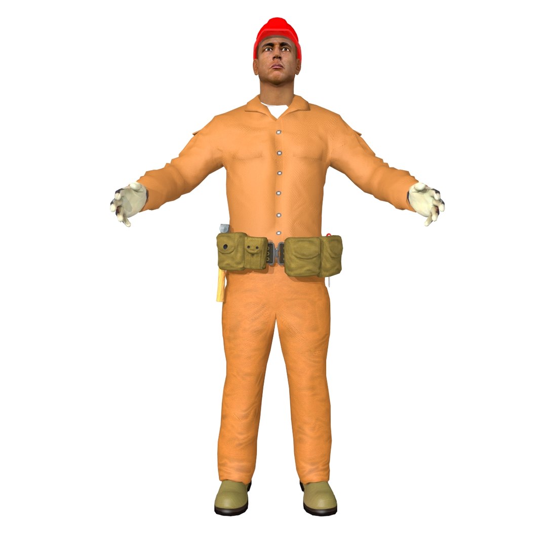 3d construction worker man model