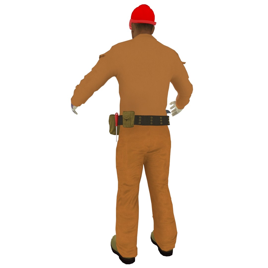 3d construction worker man model