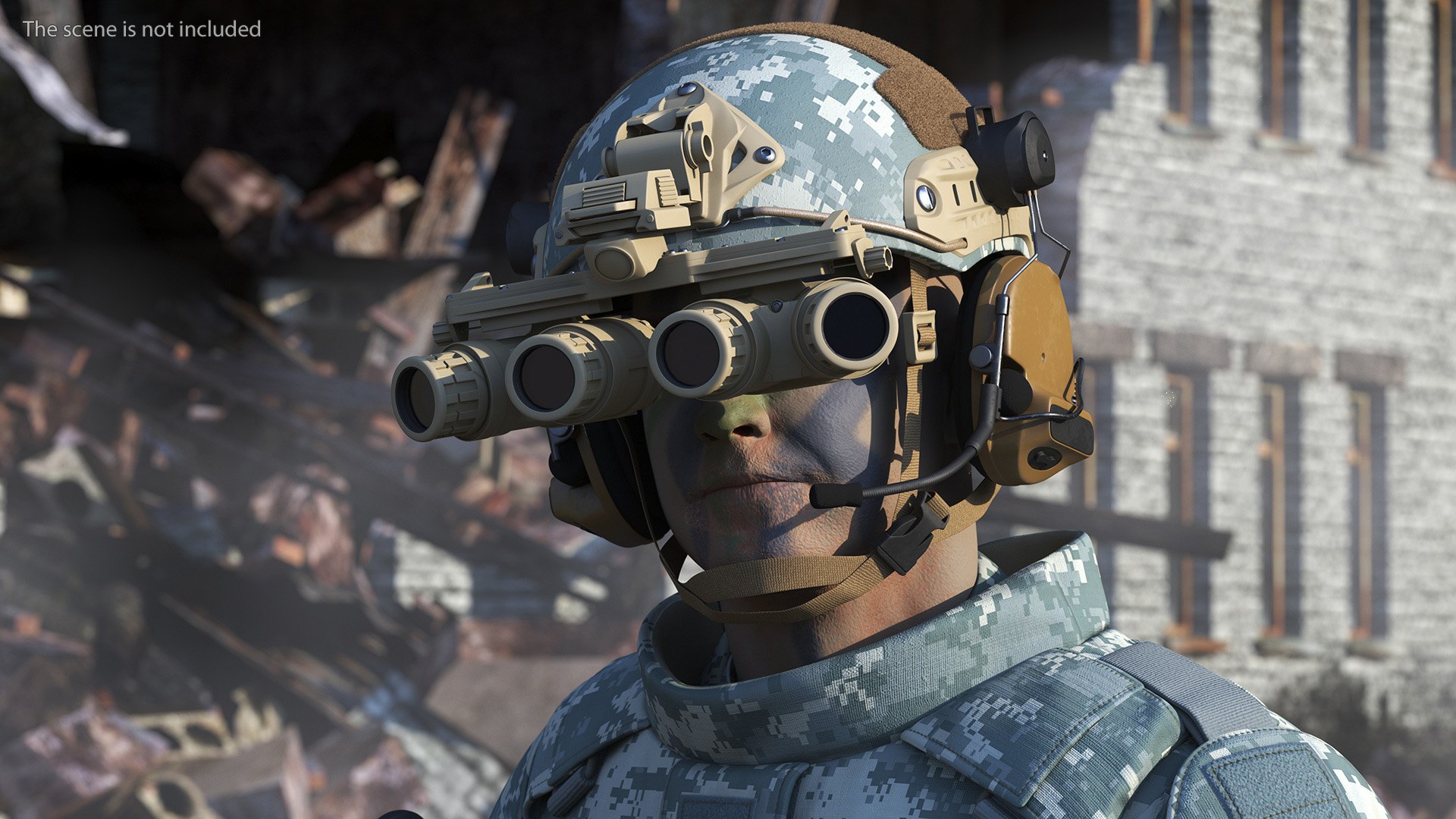 3D Soldier In Night Vision Goggles Grey Camo Walking Fur - TurboSquid ...