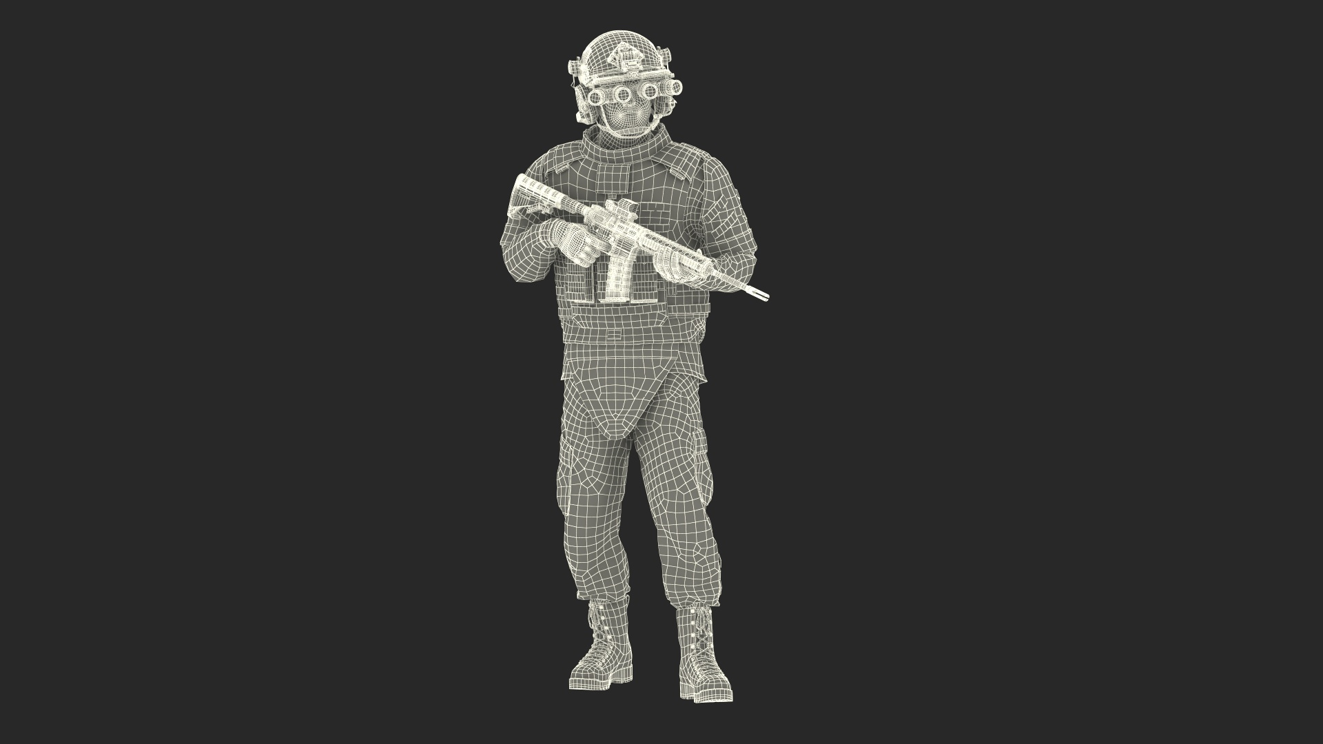 3D Soldier In Night Vision Goggles Grey Camo Walking Fur - TurboSquid ...