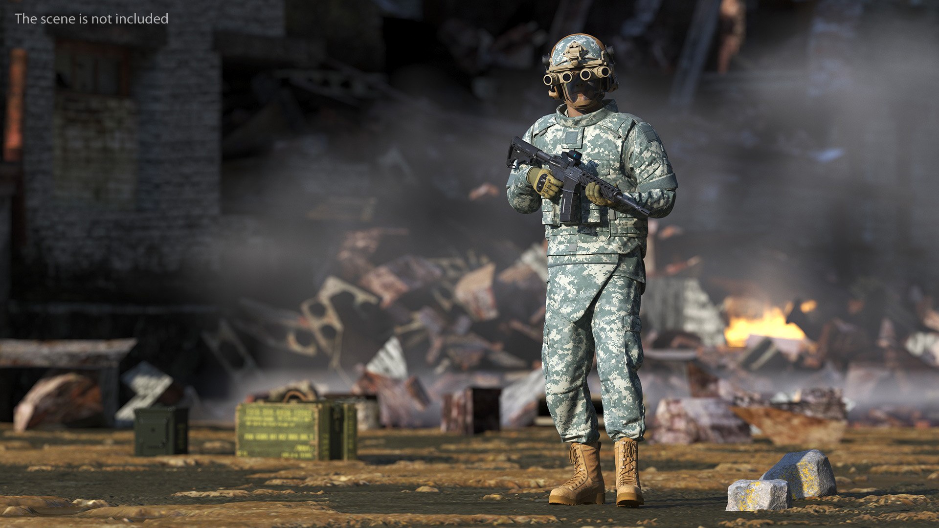 3D Soldier In Night Vision Goggles Grey Camo Walking Fur - TurboSquid ...
