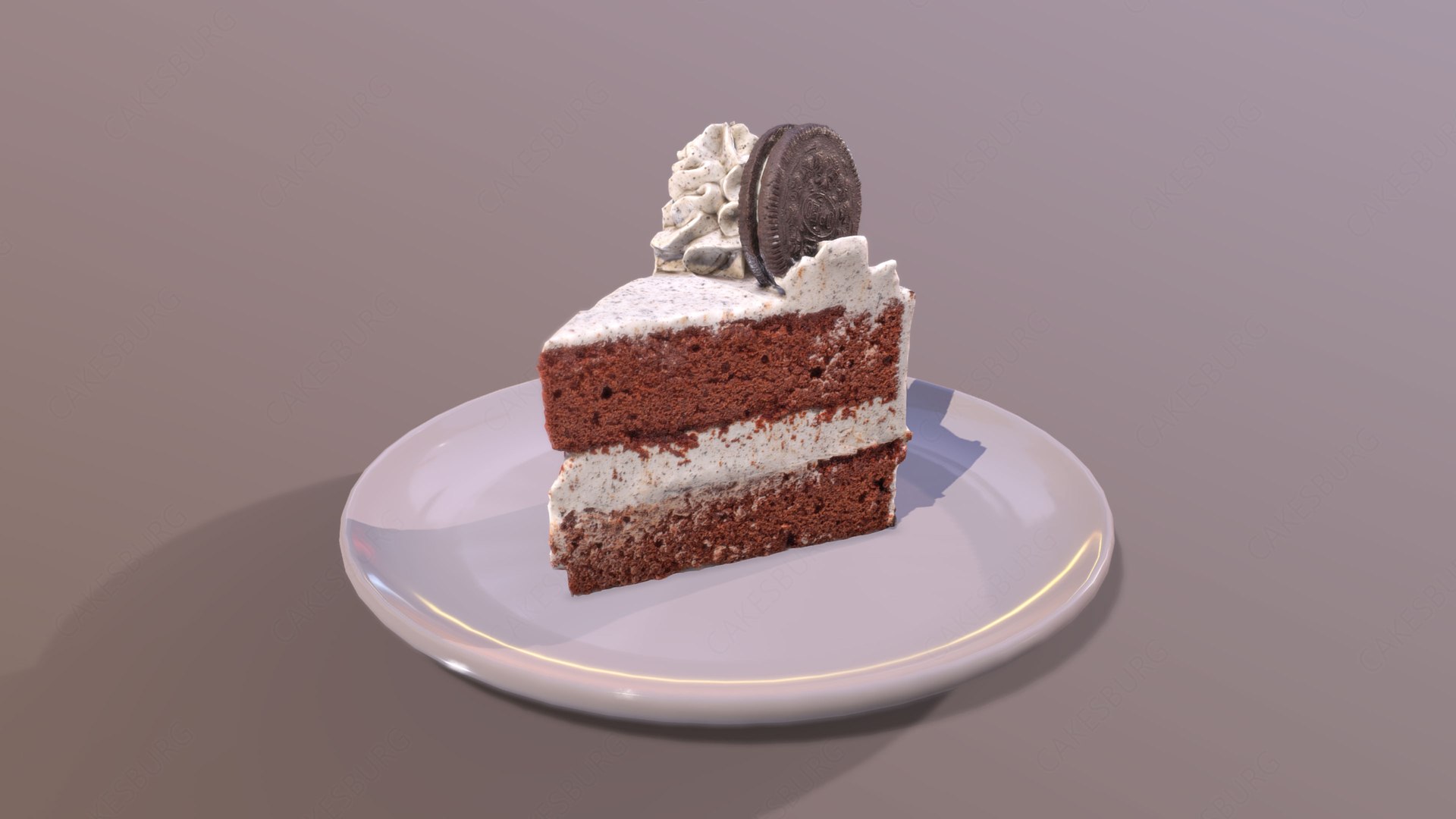 3D A Slice Of Oreo Cookie Cake - TurboSquid 1971900