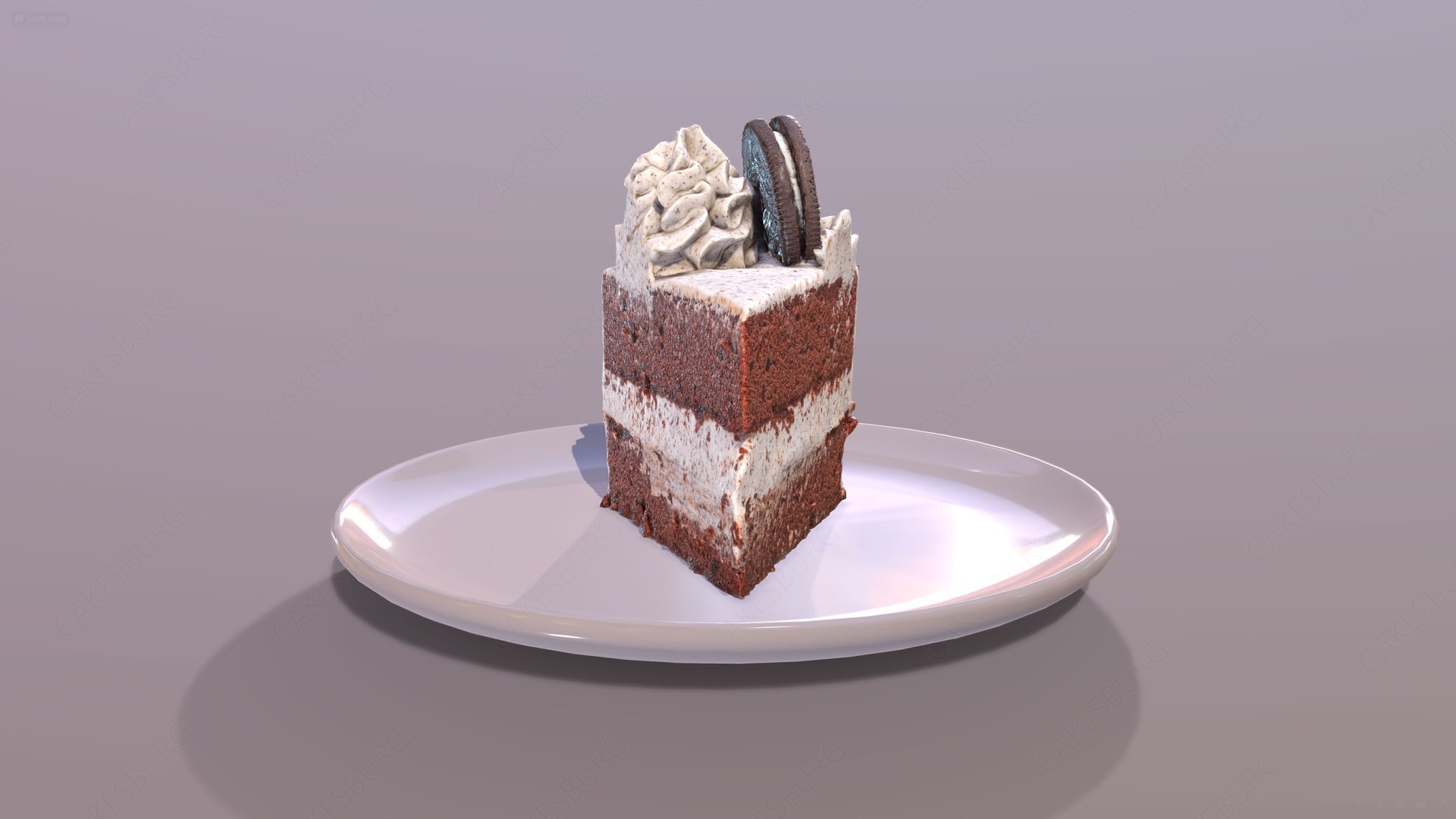3D A Slice Of Oreo Cookie Cake - TurboSquid 1971900