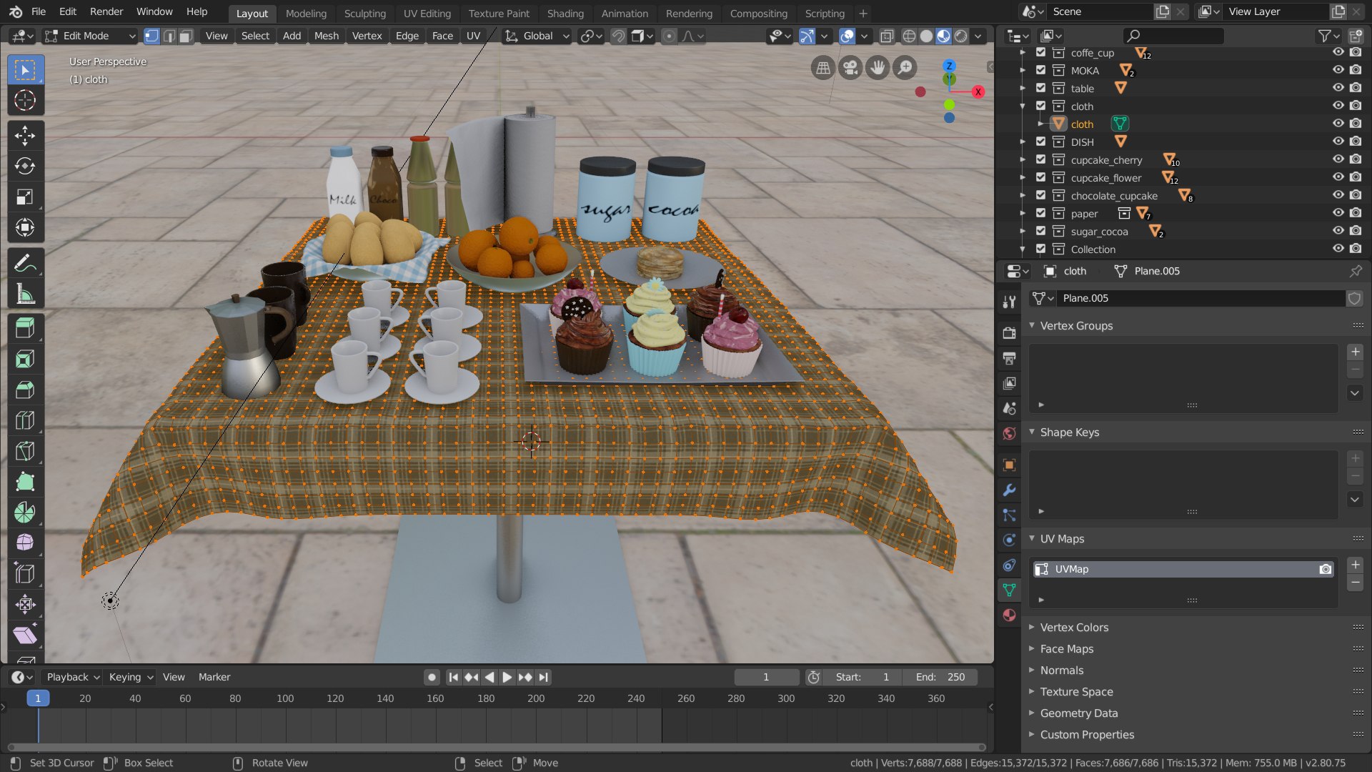 3D Model Breakfast Table Modeled - TurboSquid 1533580