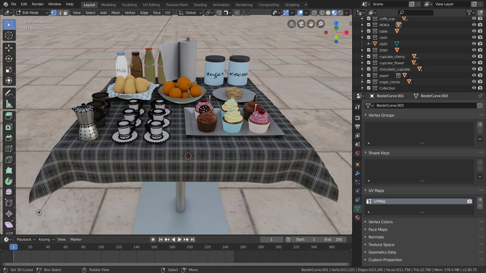 3D Model Breakfast Table Modeled - TurboSquid 1533580