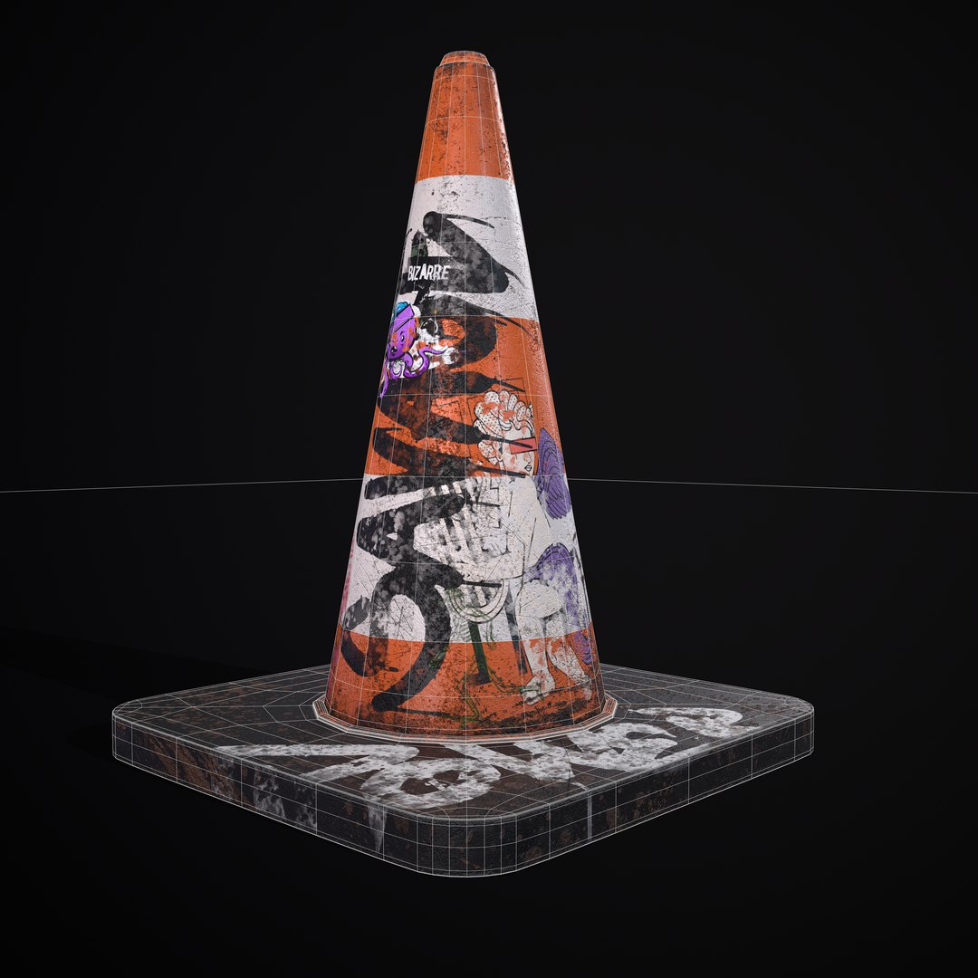 Traffic Cone Graffiti PBR 3D - TurboSquid 2008933